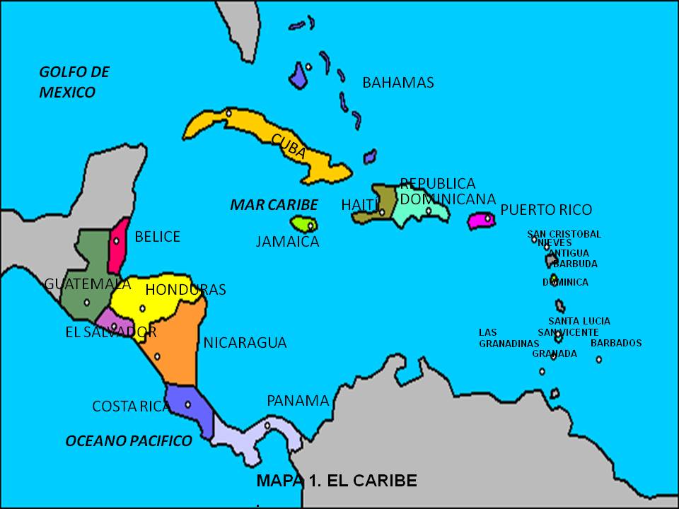 Del Caribe Mapa De America Con Nombres Para Imprimir