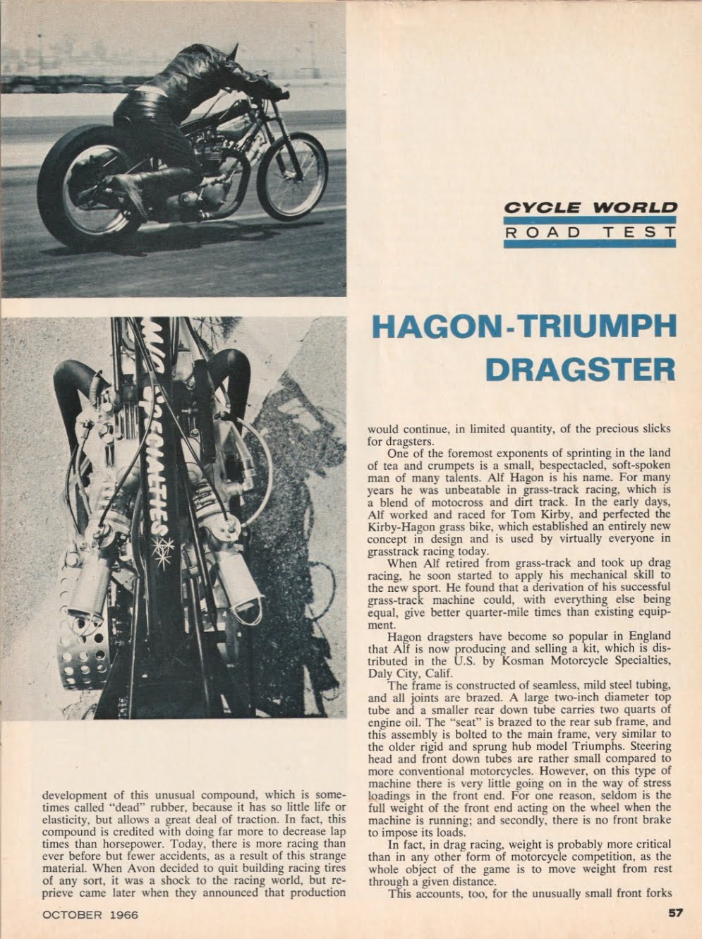 SHOW & GO CYCLE SHOP: Hagon - Triumph Drag Bike