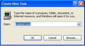 explore.exe hilang( tidak ada menu start dan icon) | Sitekuring