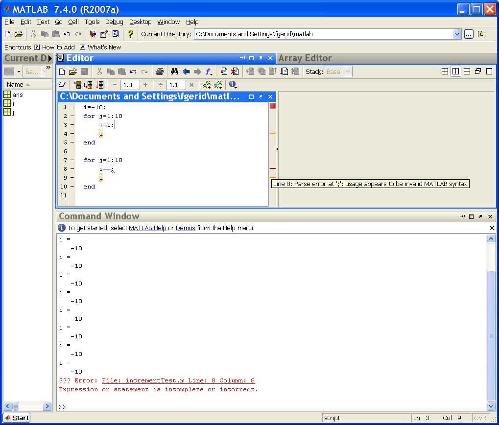 Fatih s Weblog Bug In MATLAB Increment Shortcut In A Loop ex i Fatih s Weblog Bug In MATLAB Increment Shortcut In A Loop ex i