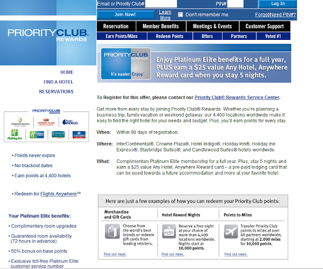 Sweden 瑞典好報: Priority Club 新註冊即可免費90天白金卡等級和賺取25美元的reward card