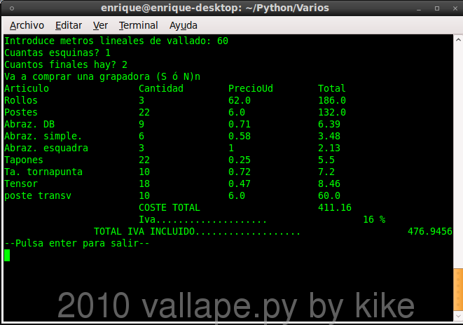Ubuntu Y Algo Mas Python Mi Primera Aplicación Calculo De Vallado