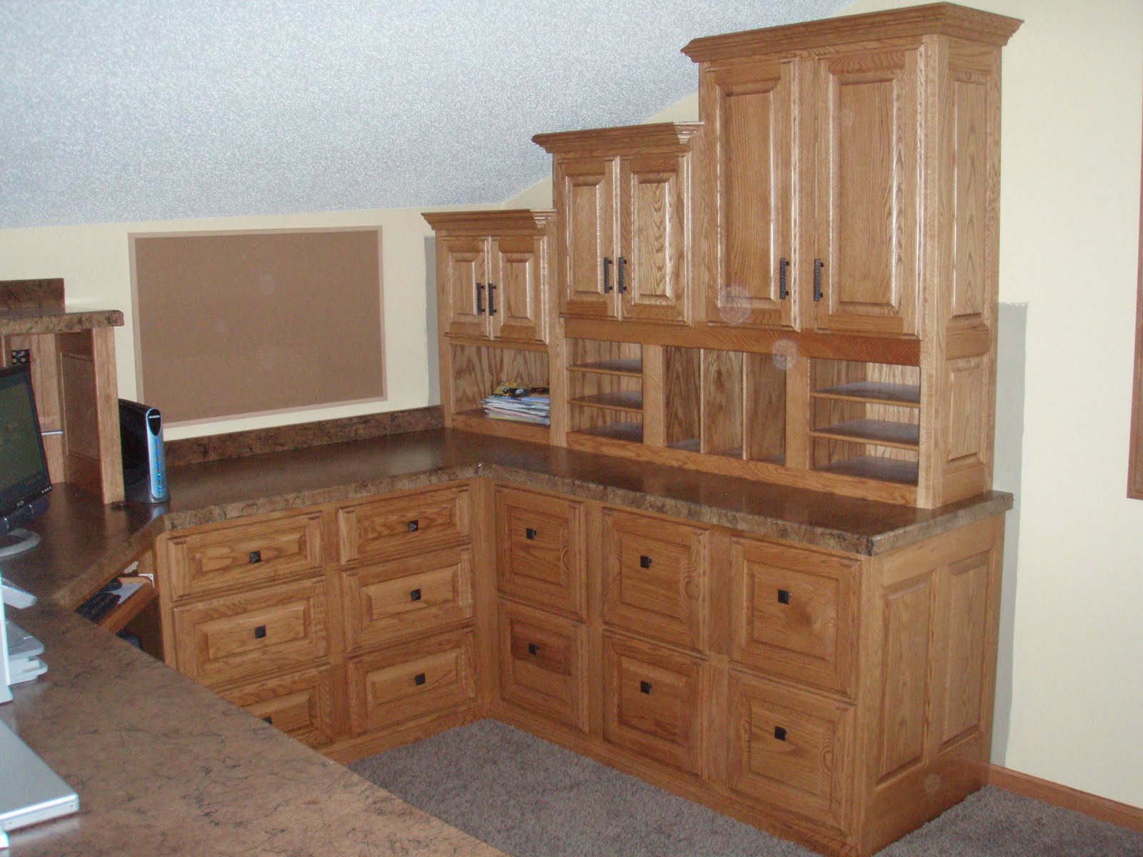 BACKER'S WOODWORKING: Oak Computer Center with Granicrete Countertop