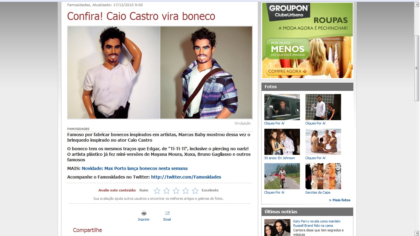 BONECOS DO BABY: O grande sucesso do boneco Caio Castro