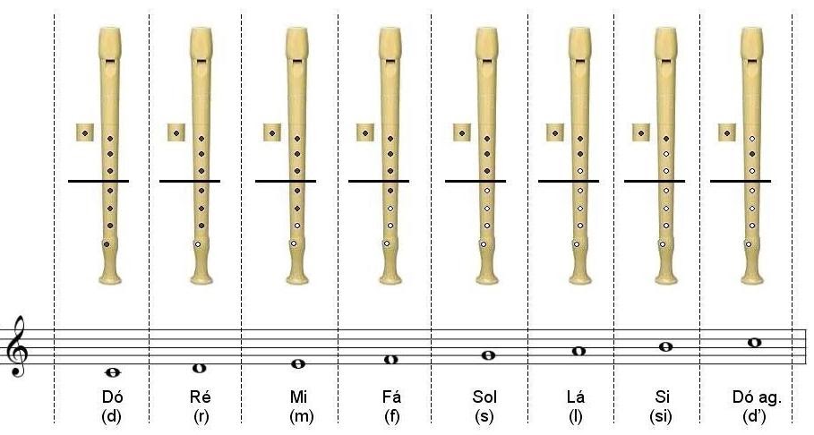 Educação Musical: Posições das notas na flauta de bisel