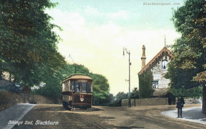 BLACKBURN PAST: Single Deck Tram at Billinge End - c1905