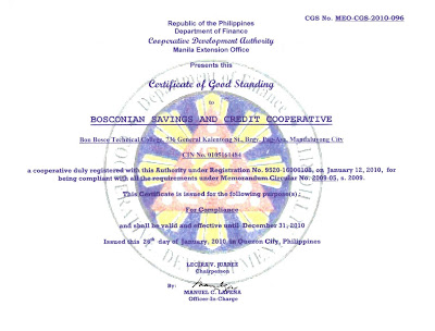 BOSCONIAN SAVINGS AND CREDIT COOPERATIVE: CDA Re-registration ...