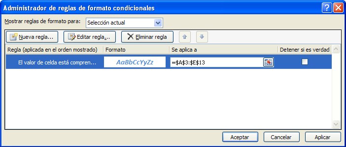 Apoyo a contenido ofimático: Excel, Access, Word: Formato condicional ...