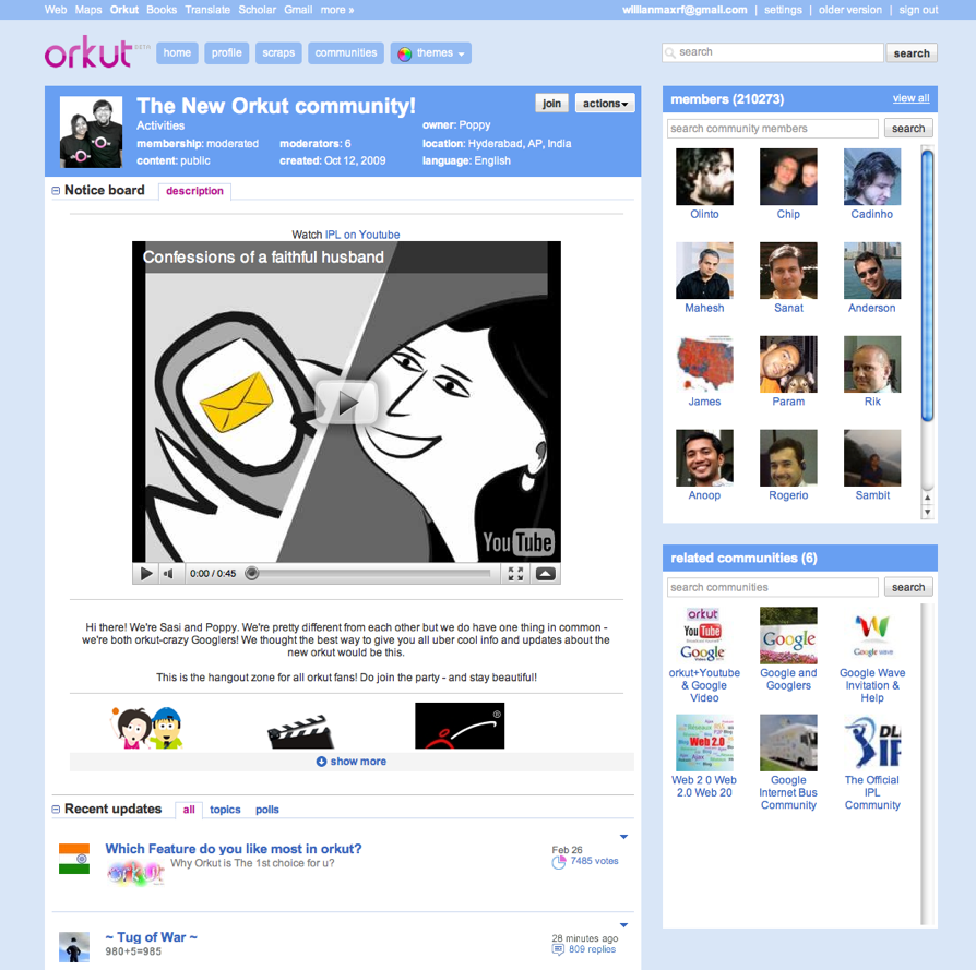Google anuncia novo layout para comunidades do Orkut