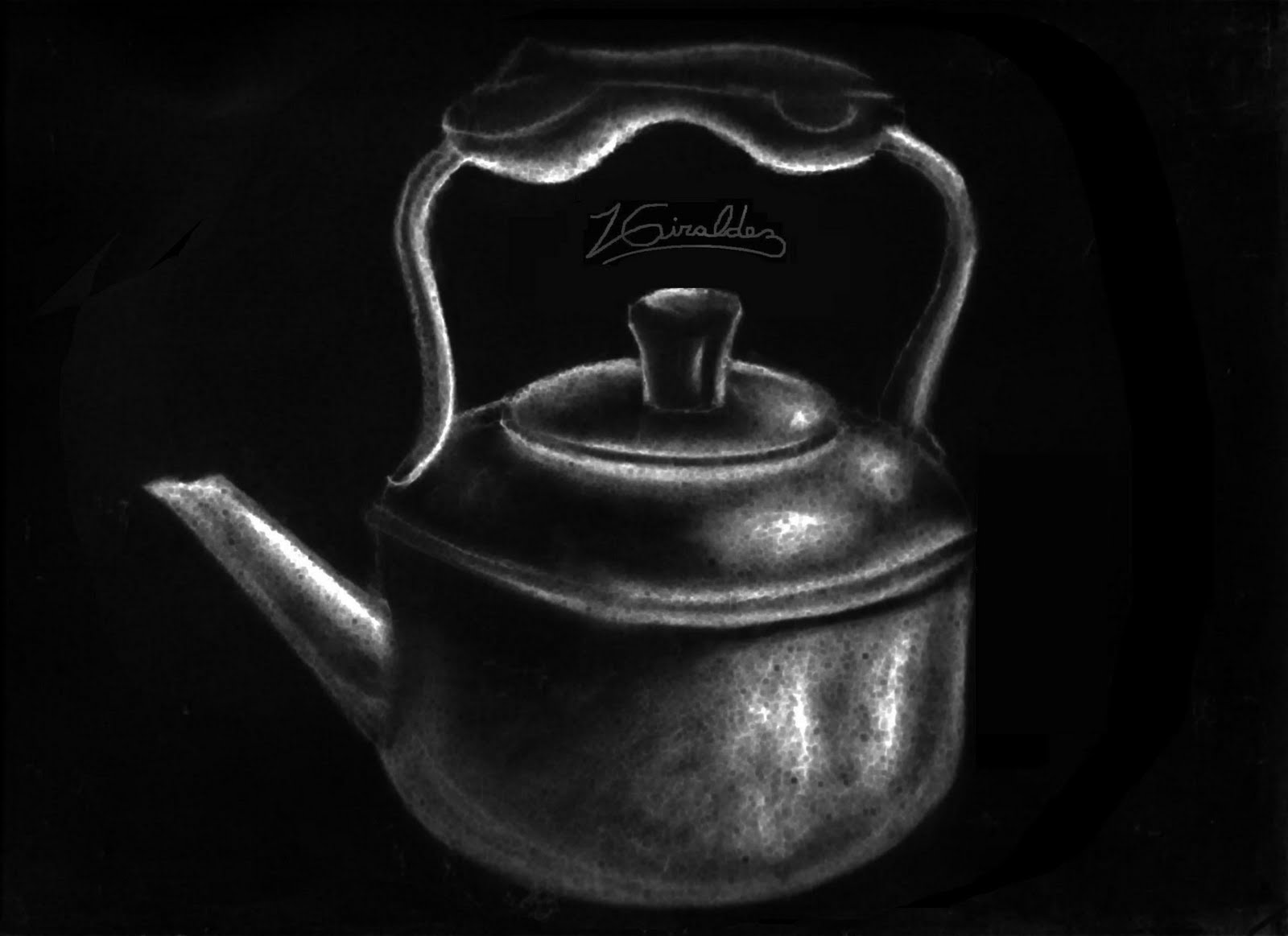 Luciano Giraldez Dibujos: Dibujo con tiza en hoja negra