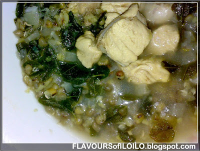 Chicken with ubad, monggo and malunggay