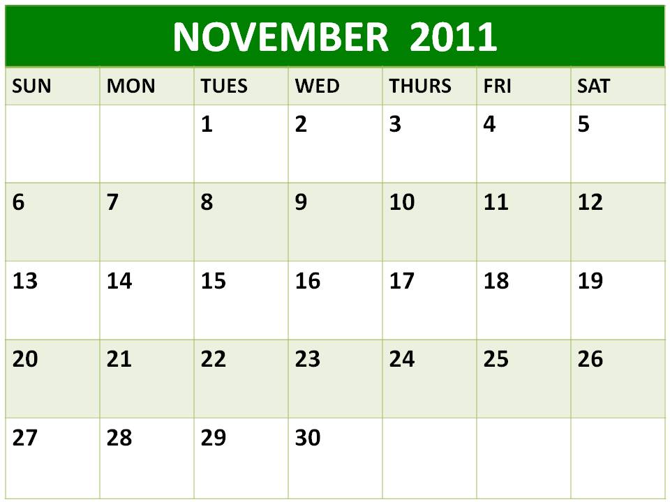 2011 calendar month by month