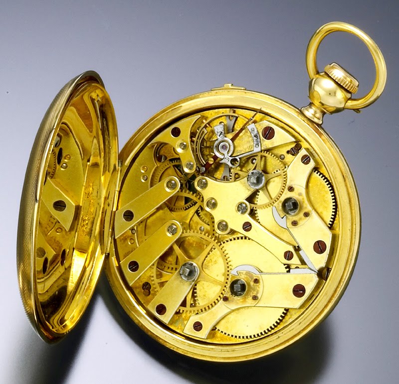 6-POSITIONS: Heavy Gold Captain’s Watch Two Time Zones Pocket Watch