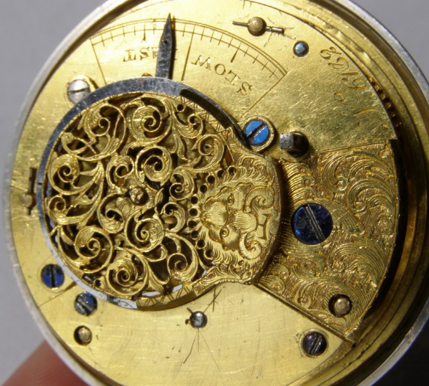 6-POSITIONS: RARE ANTIQUE SILVER VERGE FUSEE POCKET WATCH 1800's