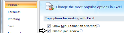 Enable or disable Live Preview in Excel 2007 | Tech OX