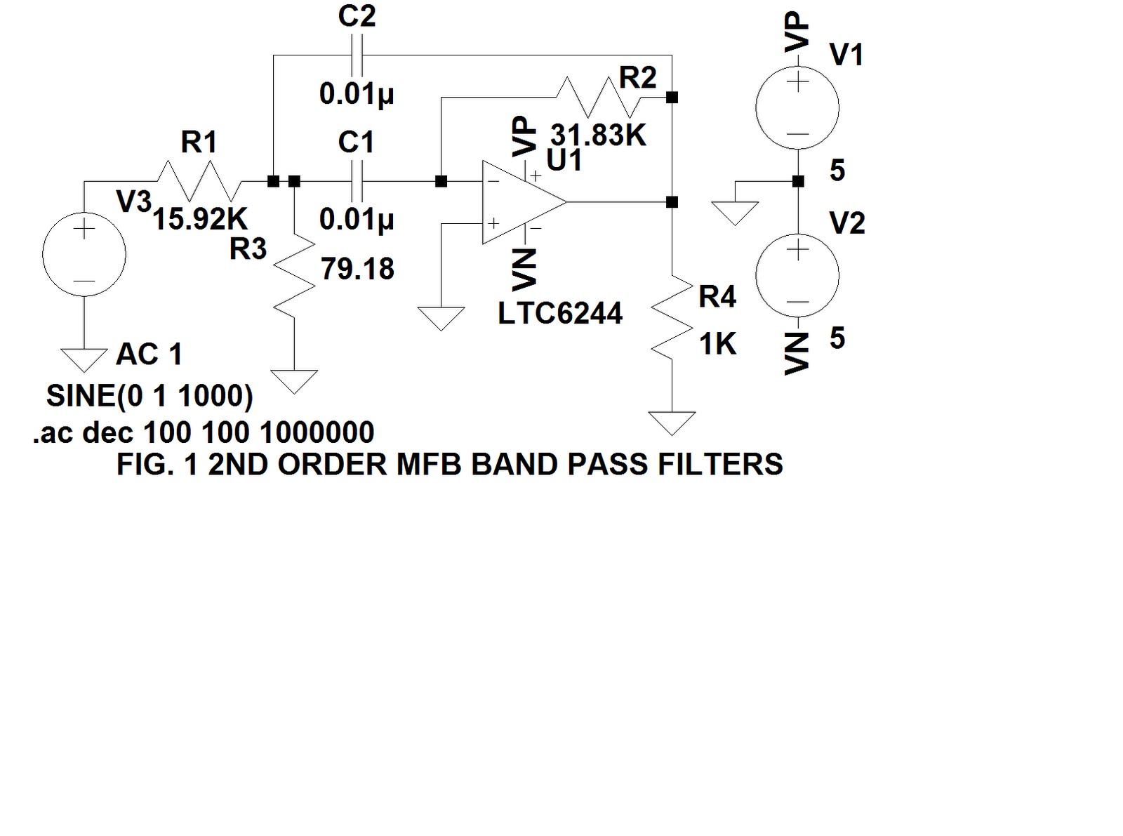 analogelectronix: MFB 2ND ORDER BAND PASS FILTER