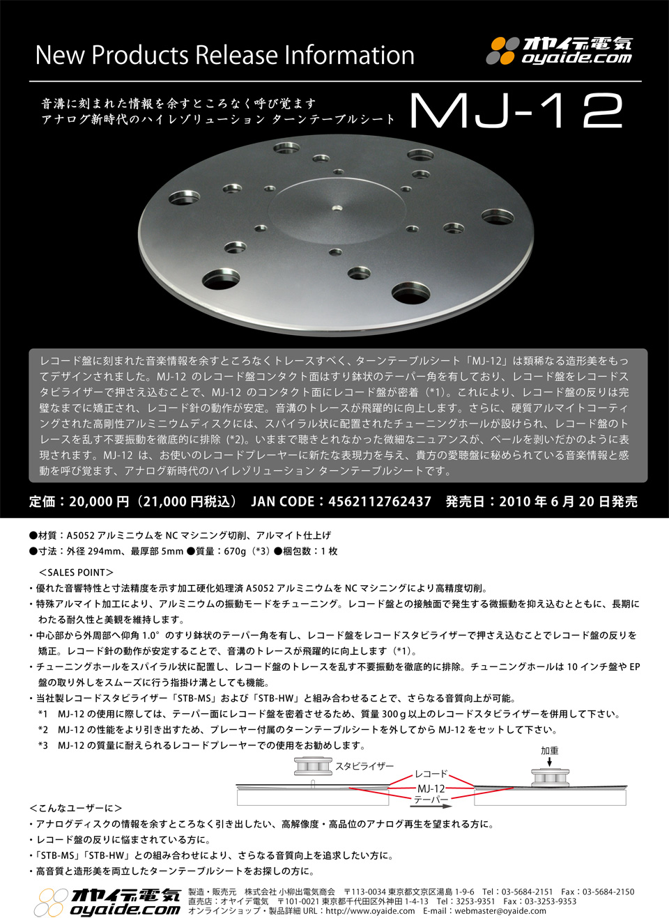 オヤイデ電気のオーディオみじんこブログ: MJ-12が6月20日発売決定！