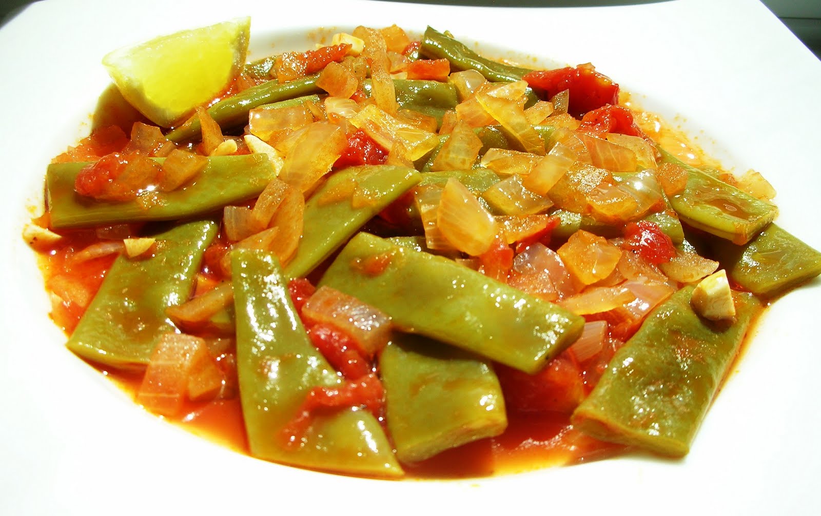 Runner (green) beans cooked in olive oil;Zeytinyagli Taze Fasulye ...