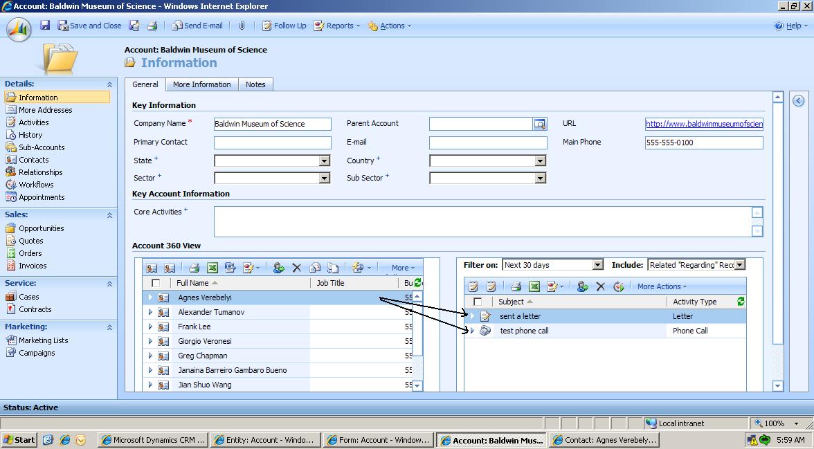 Dynamics CRM: Account's 360 view in single form for MSCRM 4.0