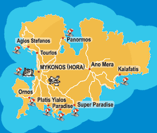 -Mykonos-: Mapa de la Isla de Mykonos