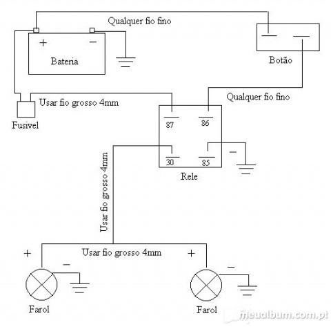 DODGES: Relê Automotivo - Esquema de Ligação