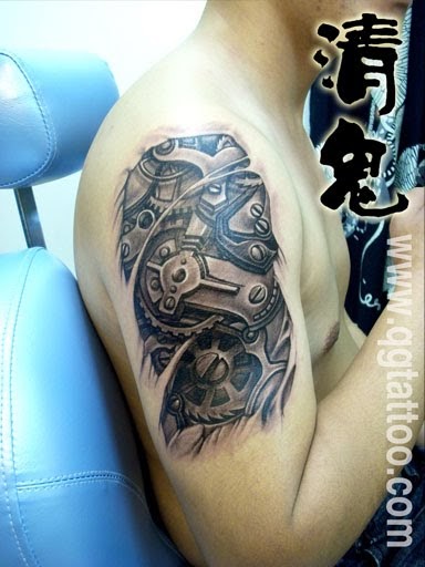 Cyborg Shoulder Tattoo