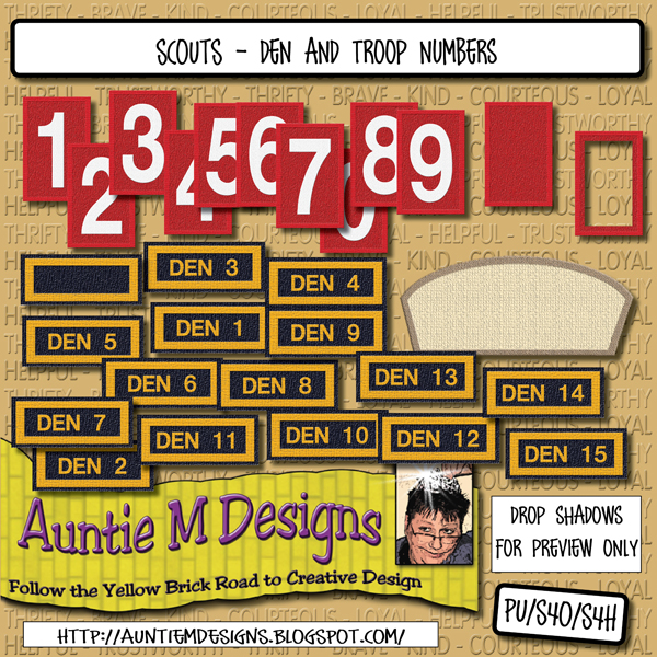 Auntie M Designs: Boy Scouts - Den and Troop Numbers, Stitched Quick ...