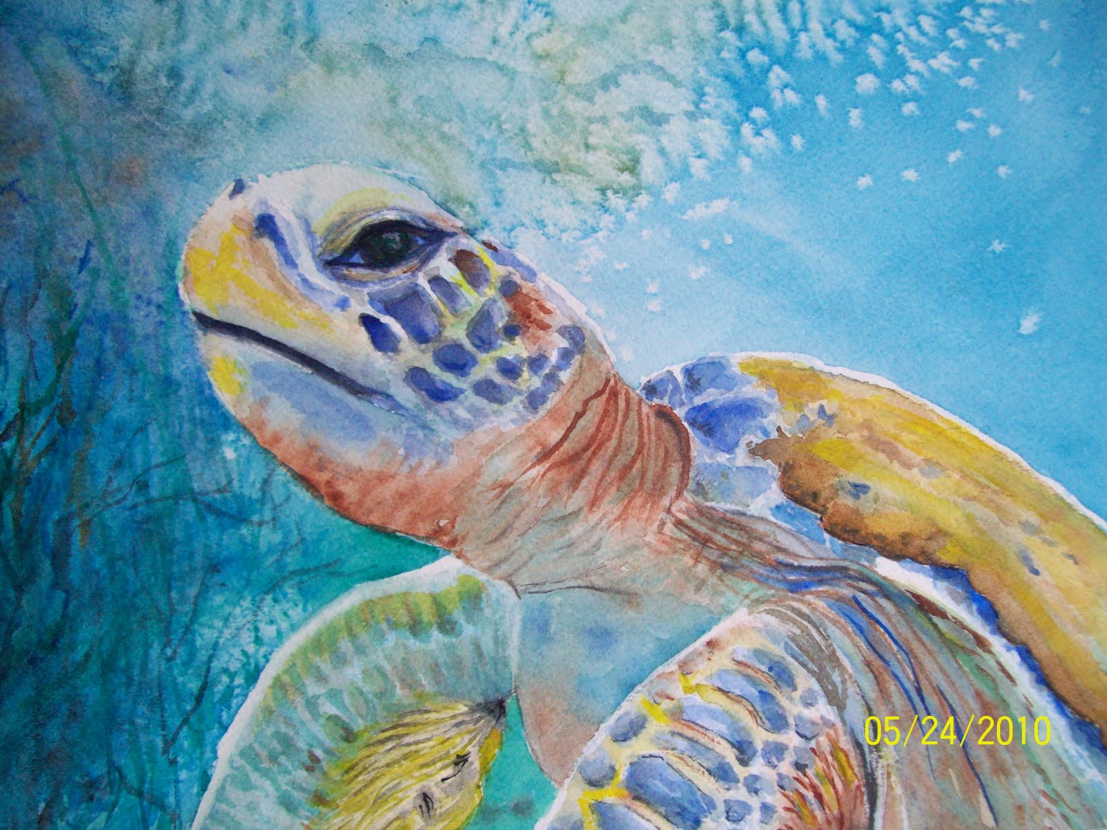 Green Turtle Painting