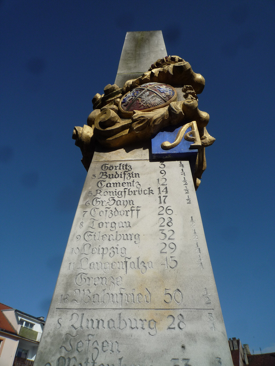 Lubań (Lauban), rynek, słup milowy / Lubań, Market Square, Milestone ...