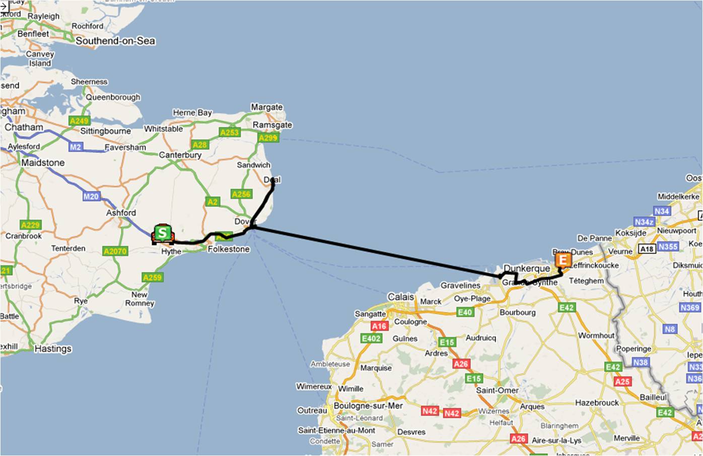 Vakantie 2010: Vrijdag 20 augustus: van Sellindge naar Duinkerke