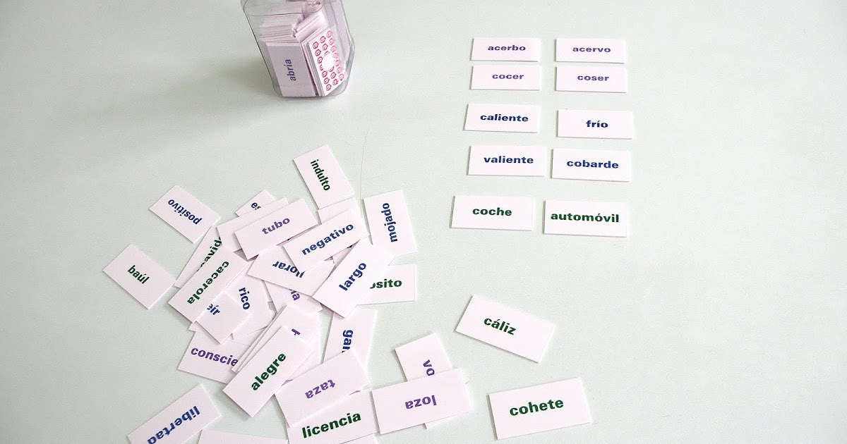 Proyecto Académico de ELE: 7. MEMORAMA DE SINÓNIMOS, ANTÓNIMOS Y HOMÓFONOS