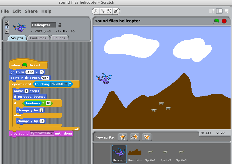 Young Programmers Podcast: Sound Flies a Helicopter in Scratch