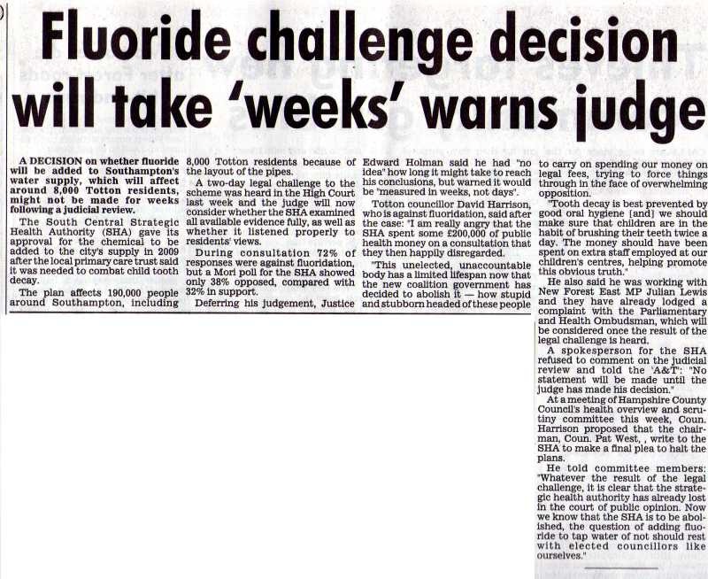 Hampshire Against fluoridation: Lymington Times - Fluoride challenge ...