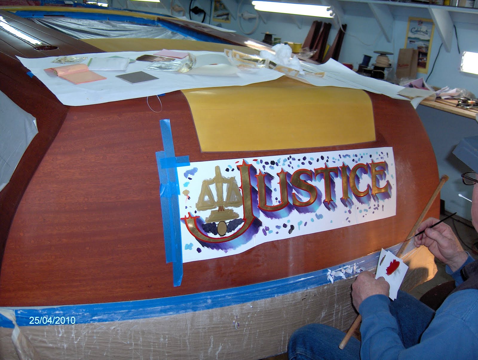 McCall Boat Works: JUSTICE GOLD LEAF LETTERING & Noel Weber