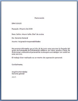 DOCUMENTOS DE UNA OFICINA: MEMORANDOS