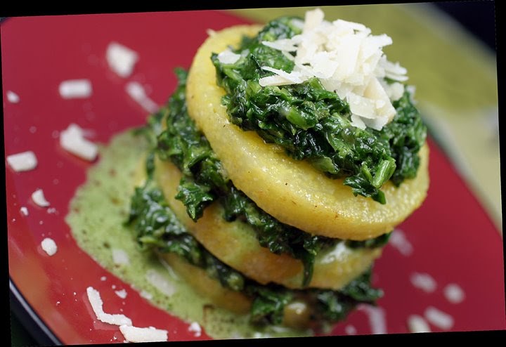 The Cooking Photographer: A playful meal: Polenta Spinach Stacks
