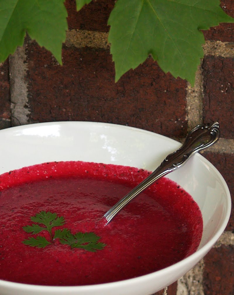 Aubergine, Sweet & Green: Cold Beet Cream Soup