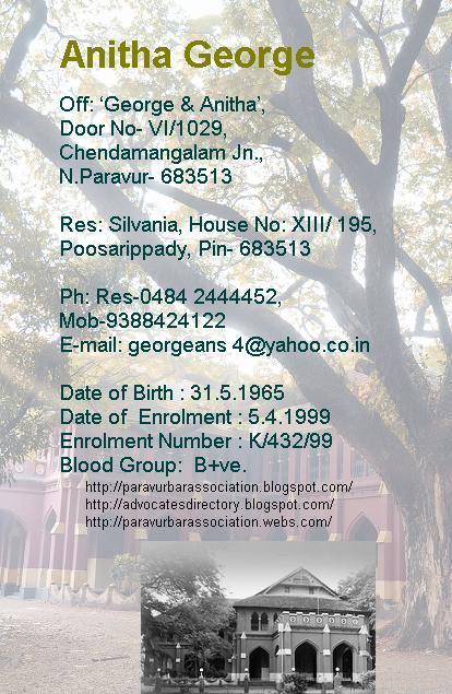 Advocates's Directory- Paravur District Court Bar Association: 07/04/10