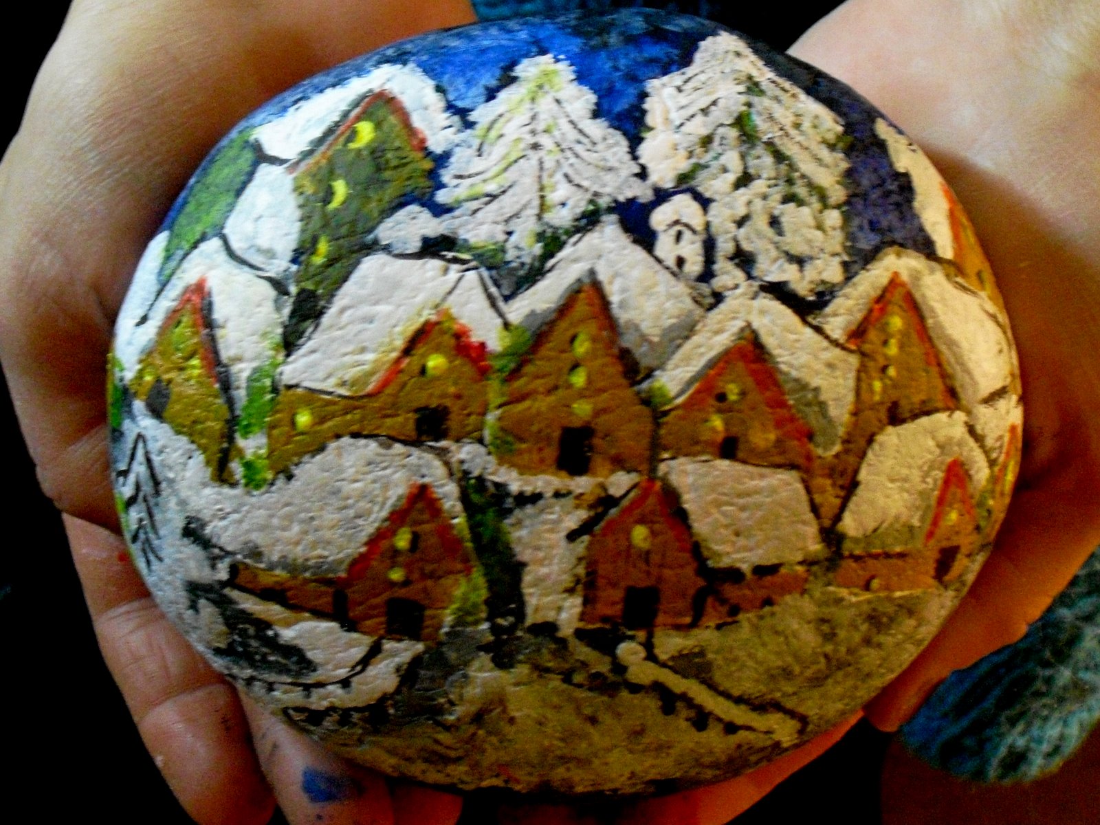 Pittura sui sassi e altro: e gira e gira.... è tutto un paesaggio natalizio