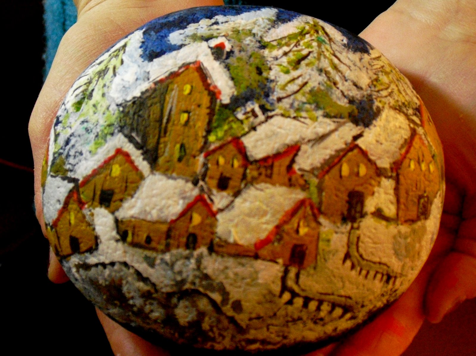 Pittura sui sassi e altro: e gira e gira.... è tutto un paesaggio natalizio