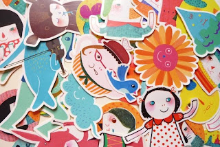 Happy Drawings for Happy People by Minifanfan: Postcard and sticker set.