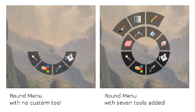 GIMP UI brainstorm: round menu with custom tools