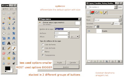 GIMP UI brainstorm: differentiate options with size