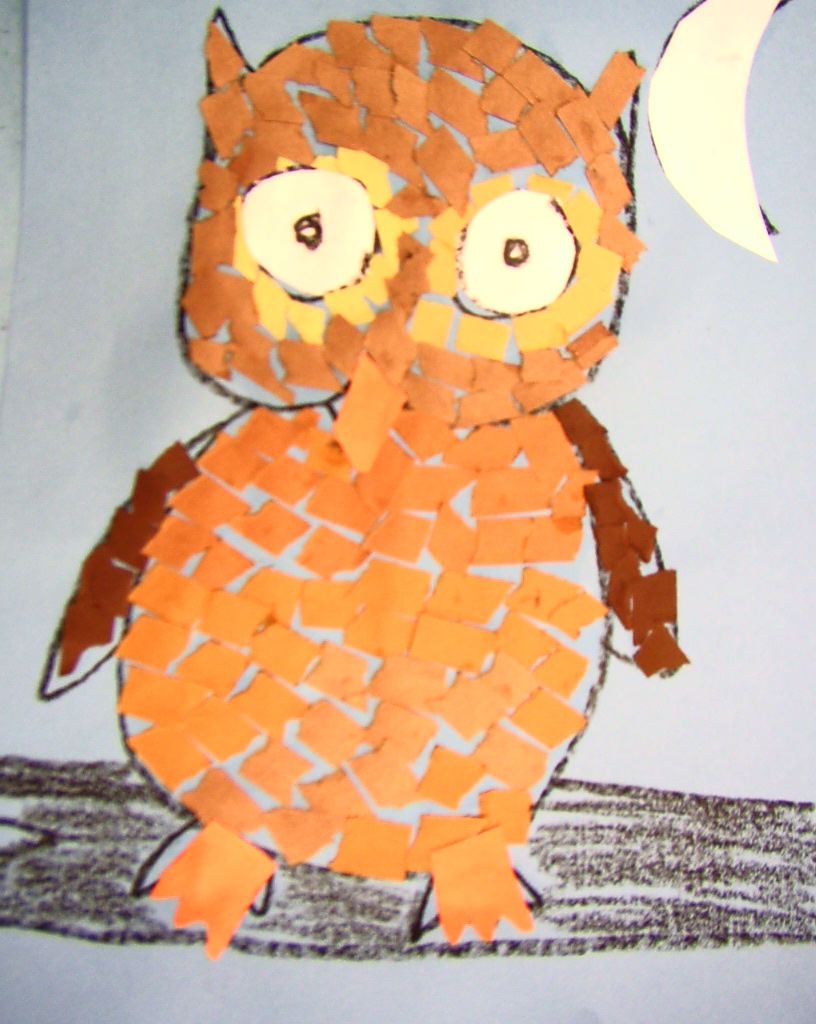 Primary Art: Torn Paper Owls