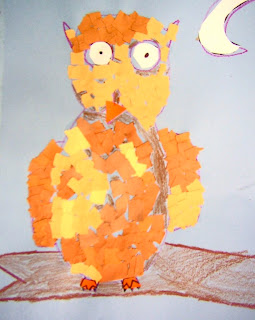 Primary Art: Torn Paper Owls