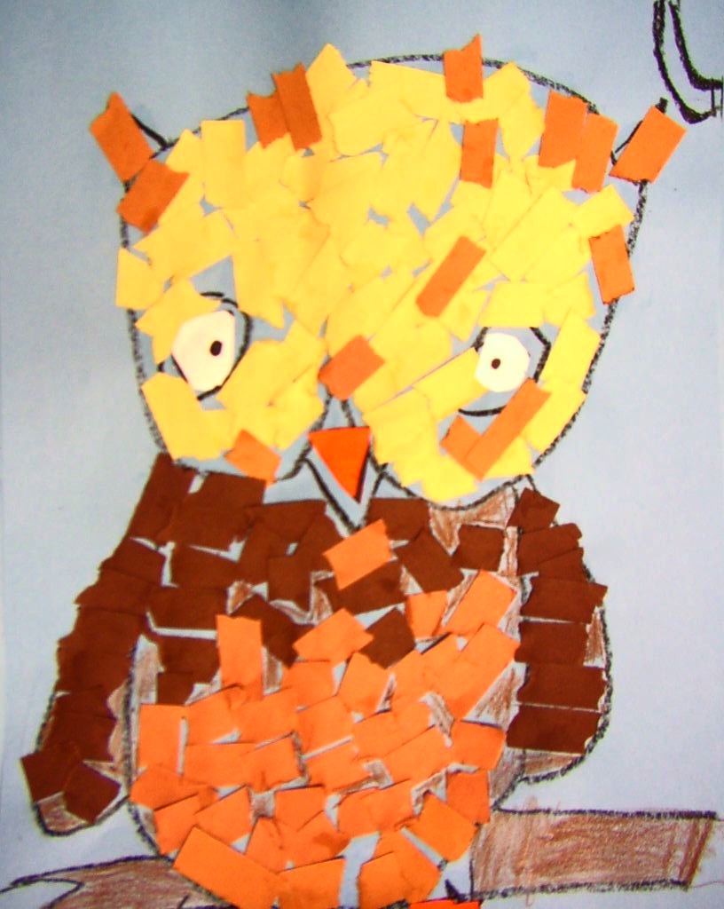 Primary Art: Torn Paper Owls