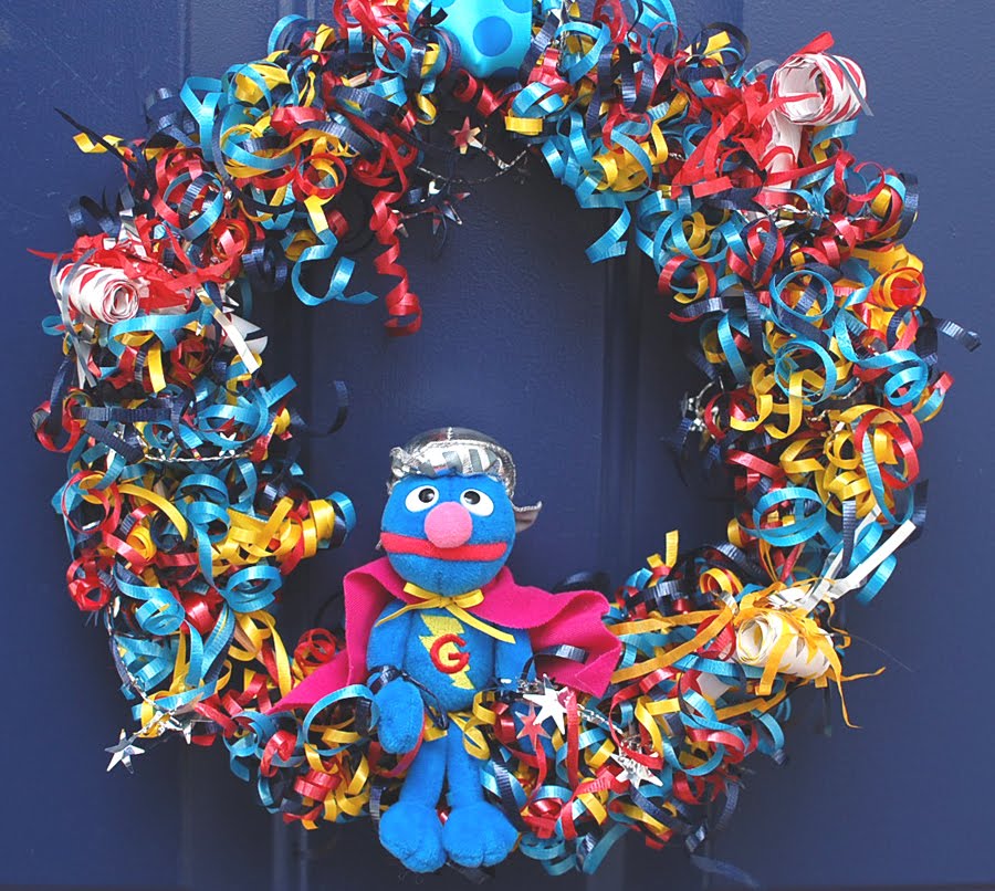 The Purple Pug: super grover in "prisoner of the curly ribbon wreath"