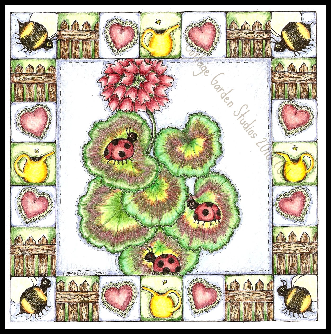 Cottage Garden Studios: Lady Bug Quilting Block..all done...