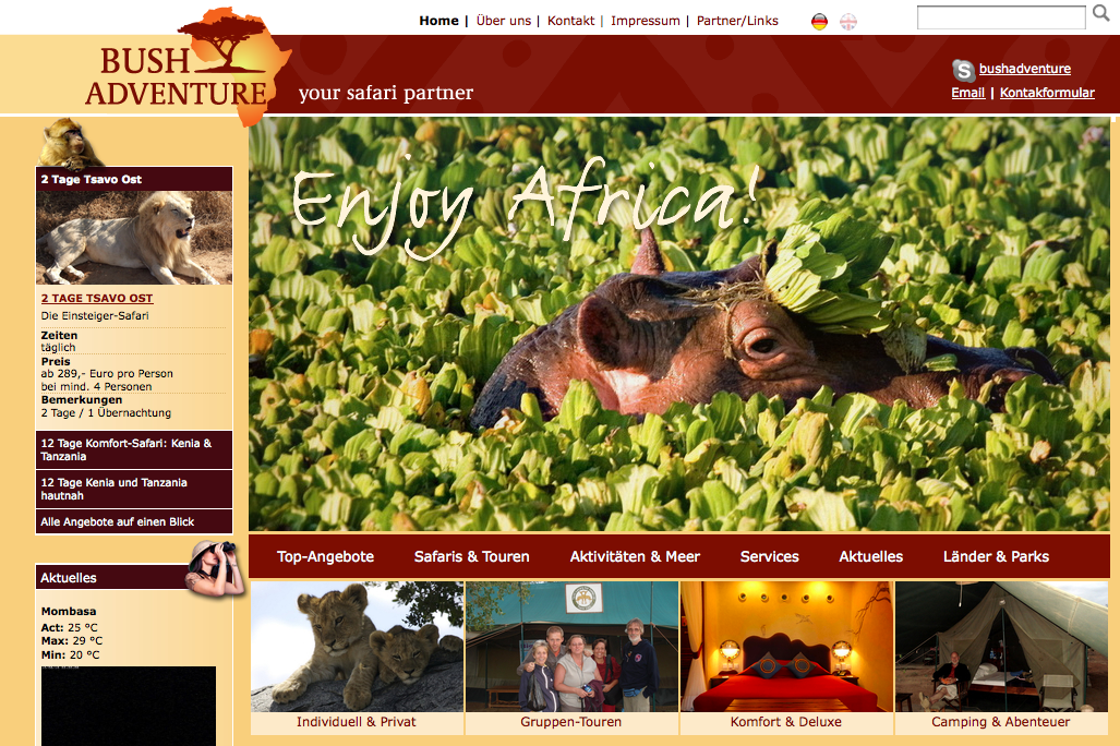 Heike Hollwitz - Bush Adventure: Bush Adventure ist online!