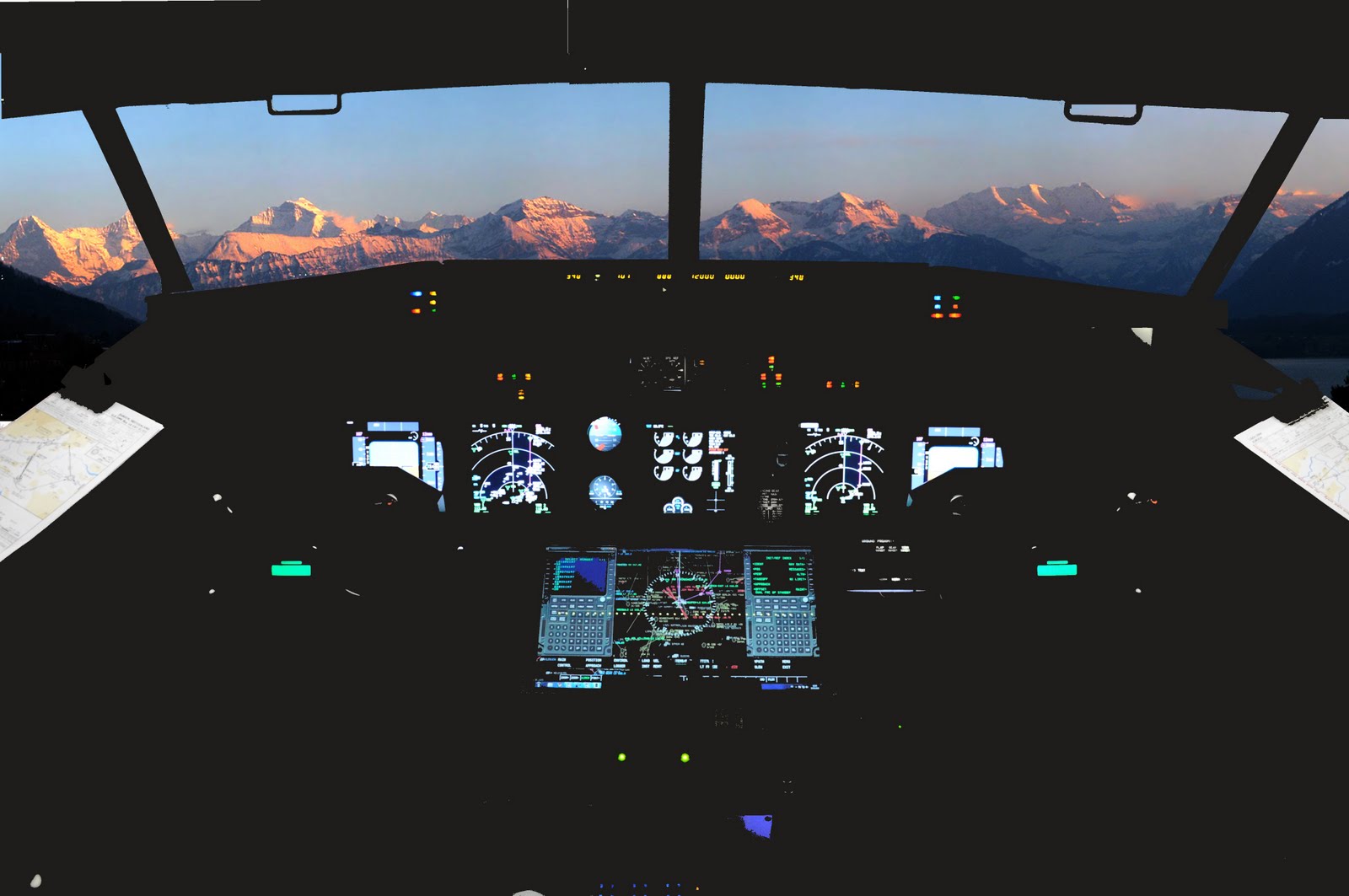 B737-800NG Homecockpit / 1:1 Scale > P3D v3.3: HB-W266 over the SWISS ALPS